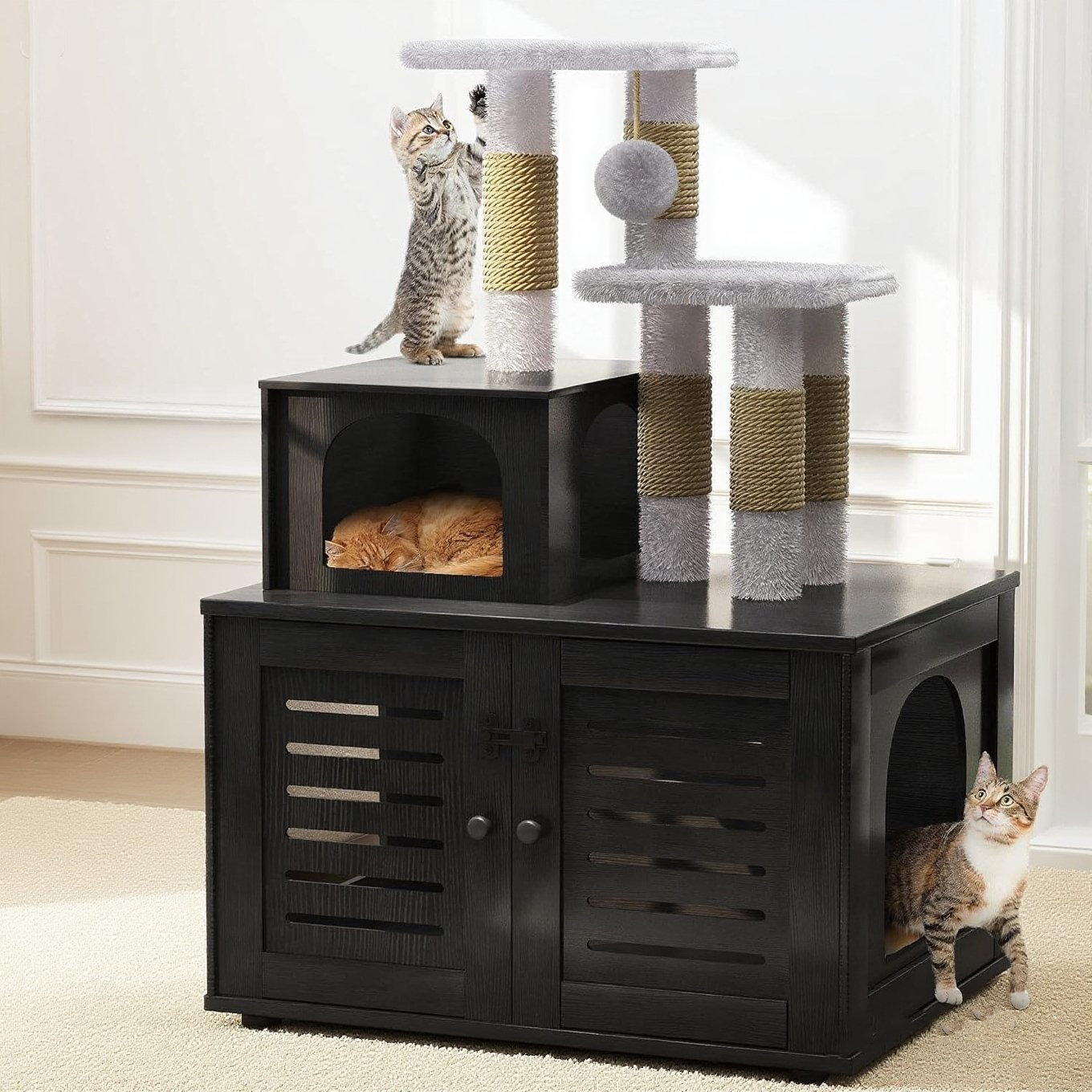 Archie & Oscar™ Cat Tree With Litter Box Enclosure, Cat Litter Box ...
