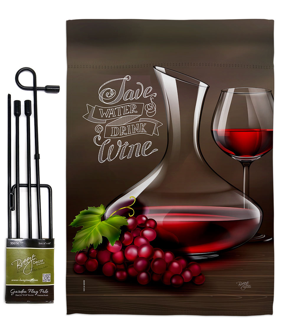 Breeze Decor Wine Time Garden Flag Set Beverages 13 X18.5 Inches Double ...