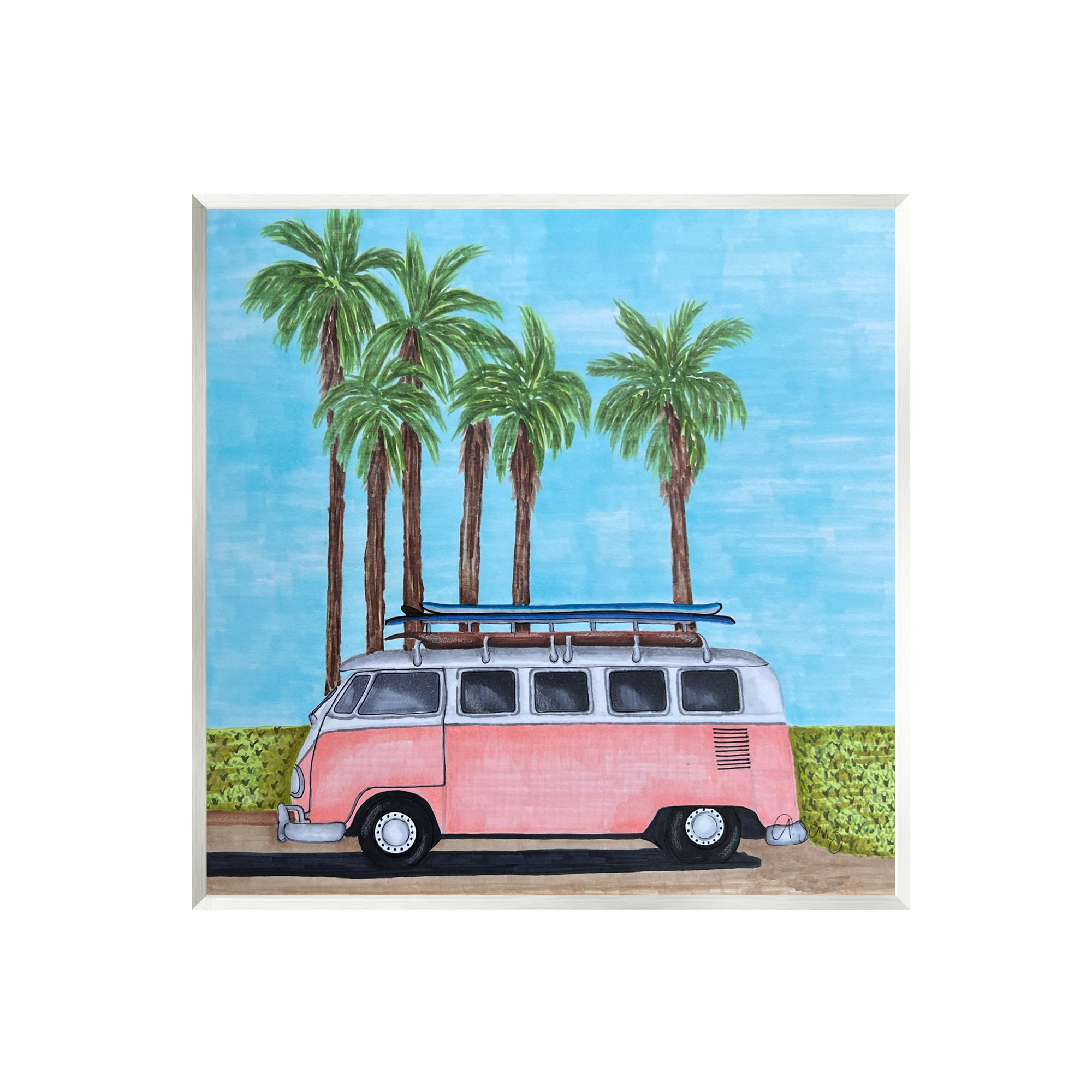 Stupell Industries Tropical Vacation Minibus On MDF by Alejandra Saiz ...