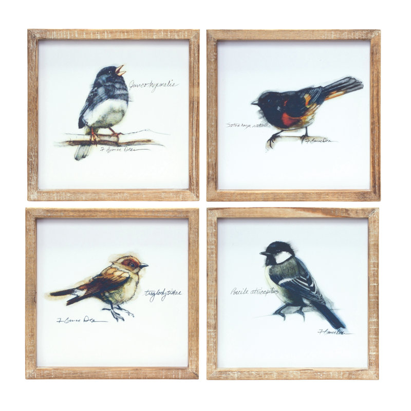 Red Barrel Studio® Wood Framed Bird Art Print (Set of 4)-85171DS | Wayfair