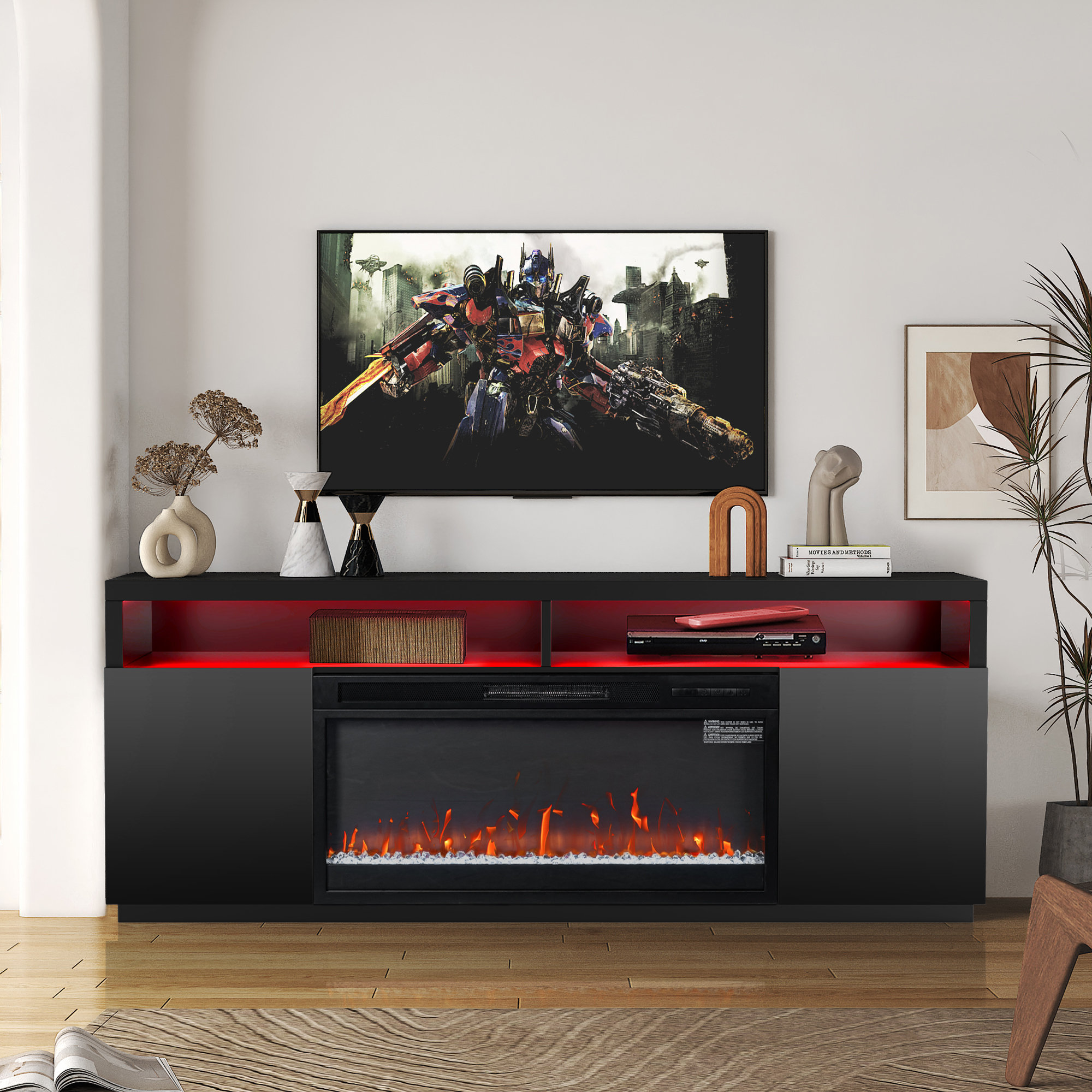 Ivy Bronx 68" Media Console Fireplace TV Stand For TV Up To 78" with ...