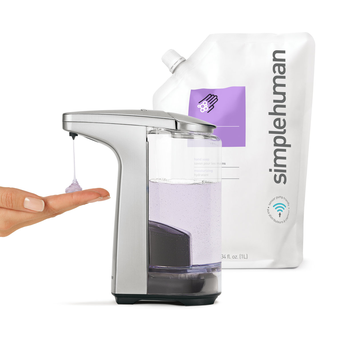 Simplehuman 8 oz. Touch-Free Sensor Liquid Soap Pump Dispenser with ...