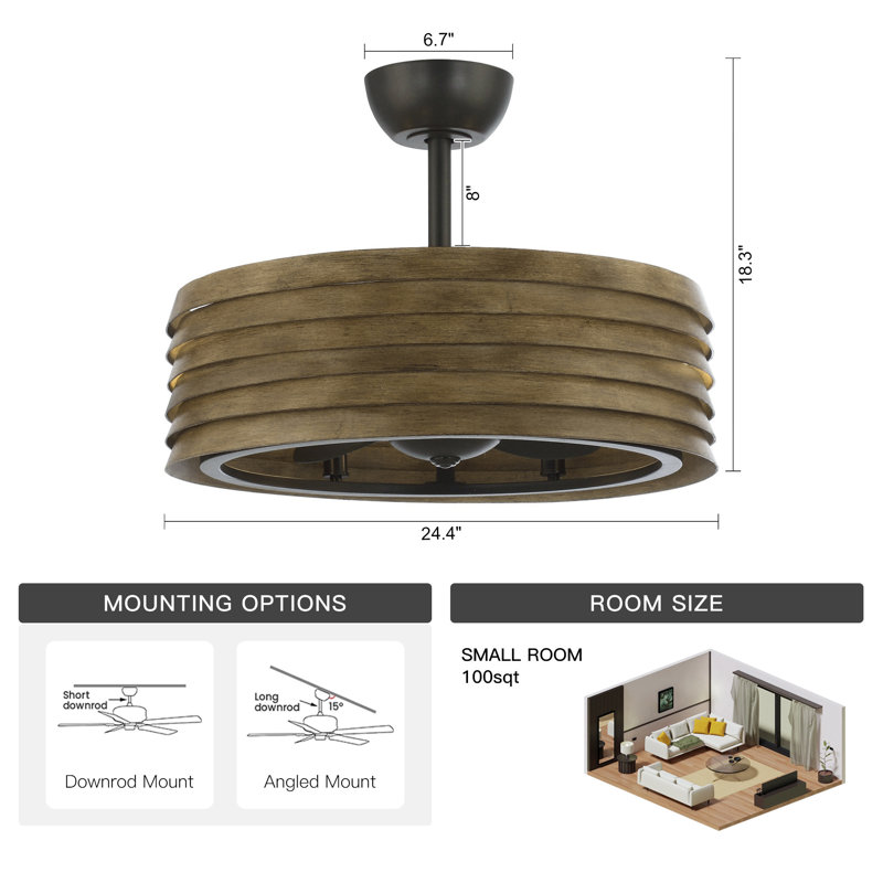 One Allium Way® Schmier 24.4'' Ceiling Fan with Light Kit & Reviews ...