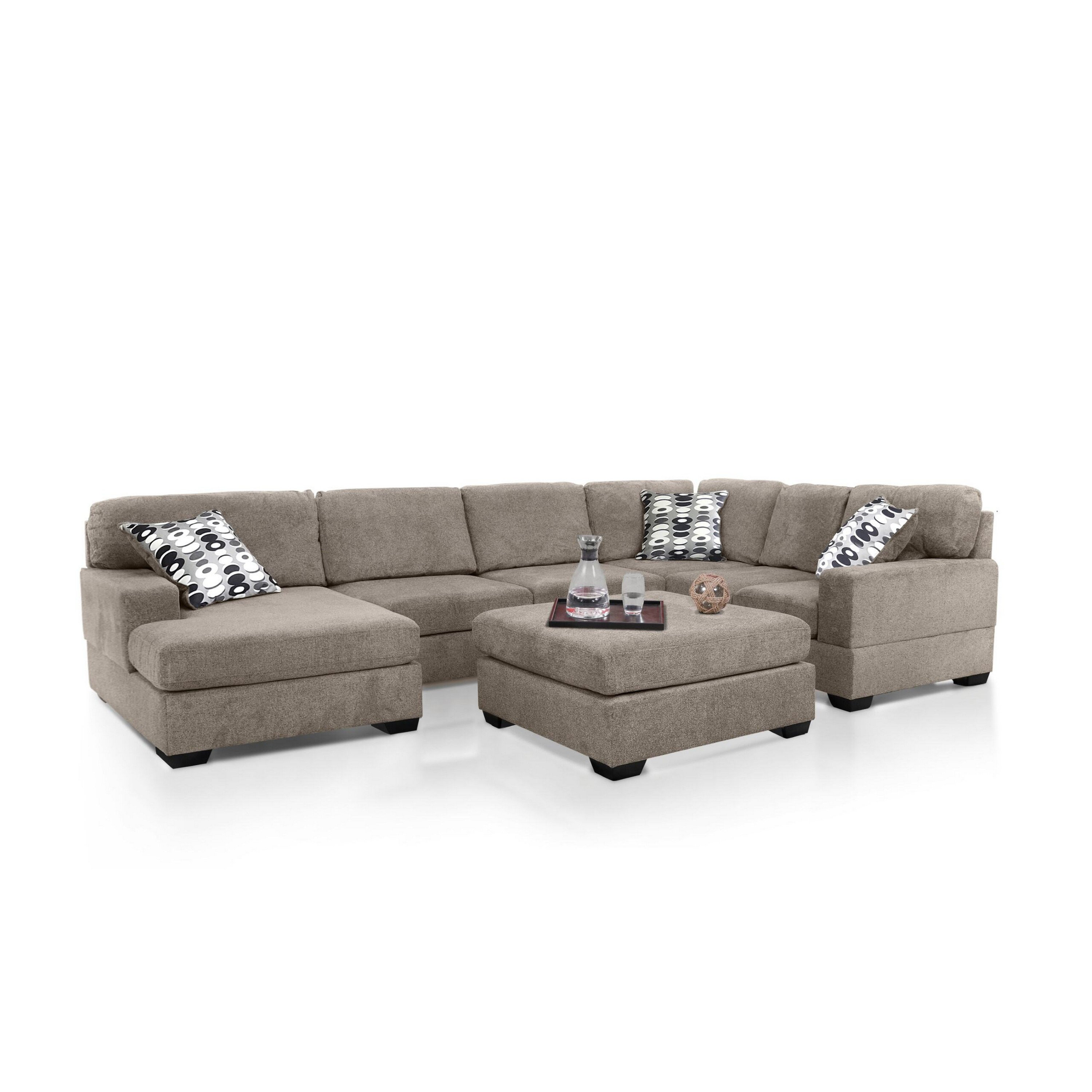 Benjara Zia 93 Inch Wide Sectional Sofa With Double Chaise, Ottoman ...