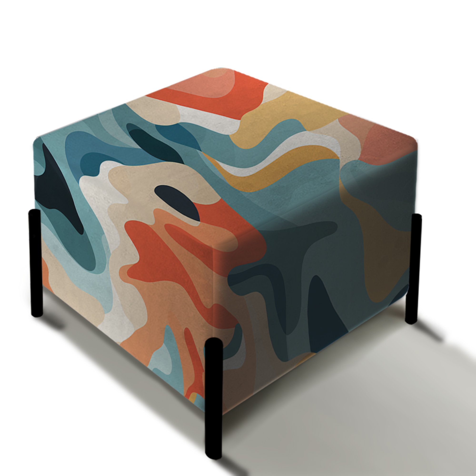 Design Art Nomad Camo Elegance - Camouflage Square Ottoman | Wayfair