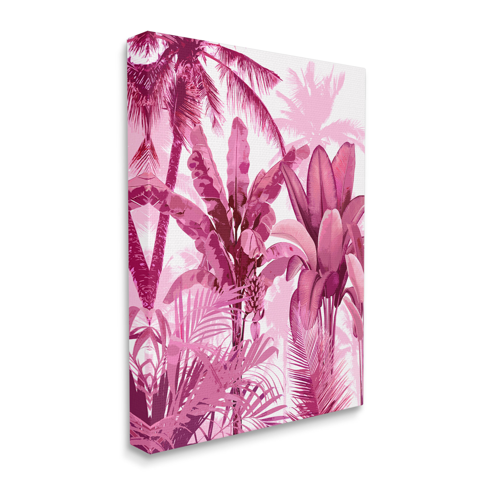 Beachcrest Home «Pink Tropical Palm Leaves» sur toile par Kristen Drew ...