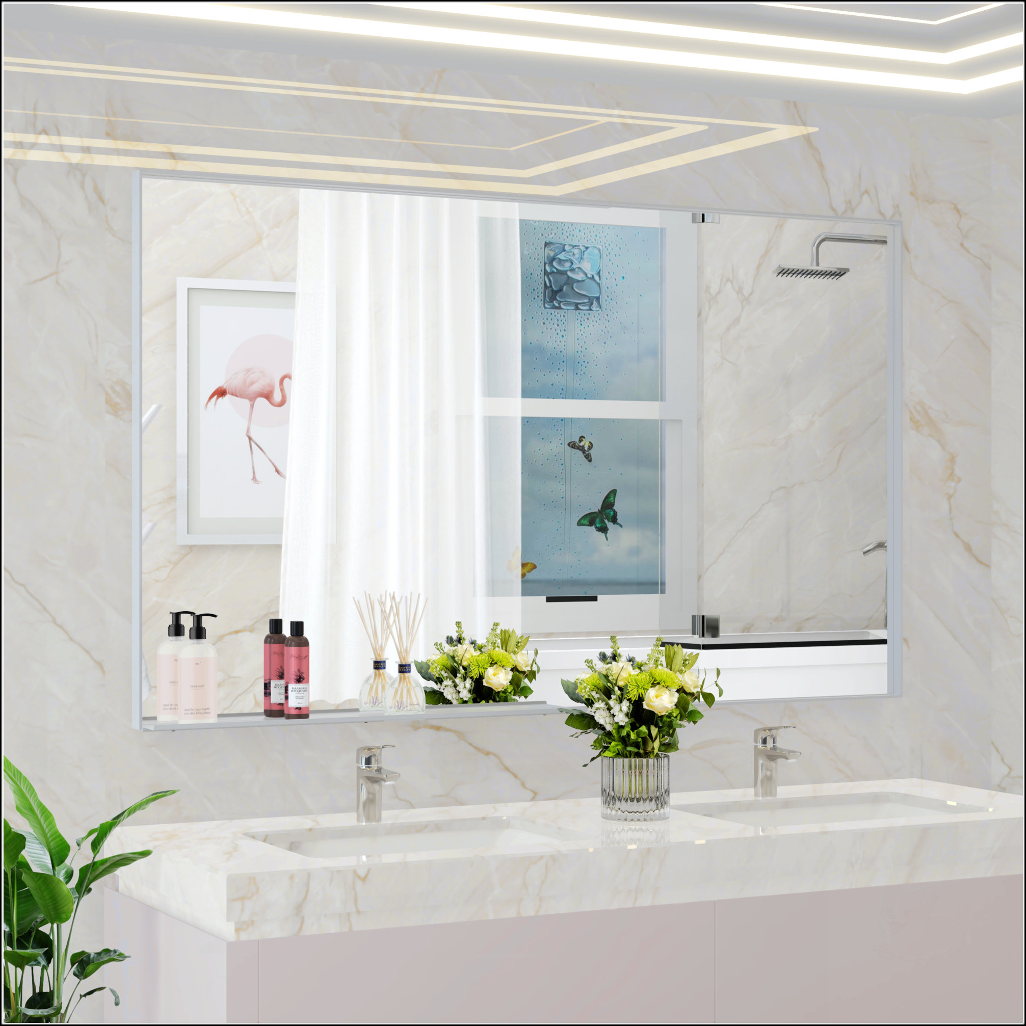 Hokku Designs 60*36" Oversized Modern Rectangle Bathroom Mirror With ...