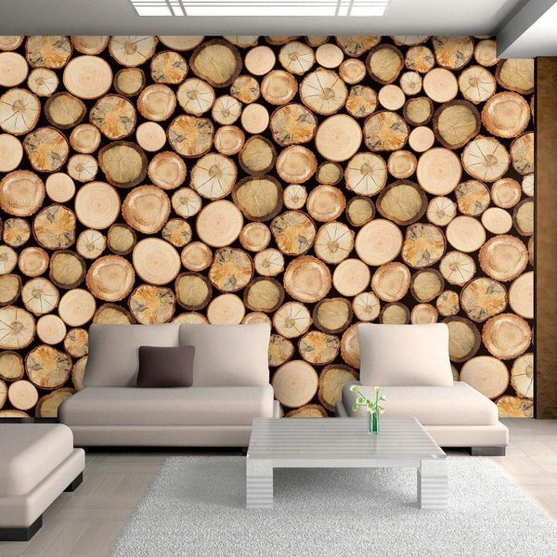 Loon Peak® Damerius Stacked Tree Slabs Wall Mural | Wayfair
