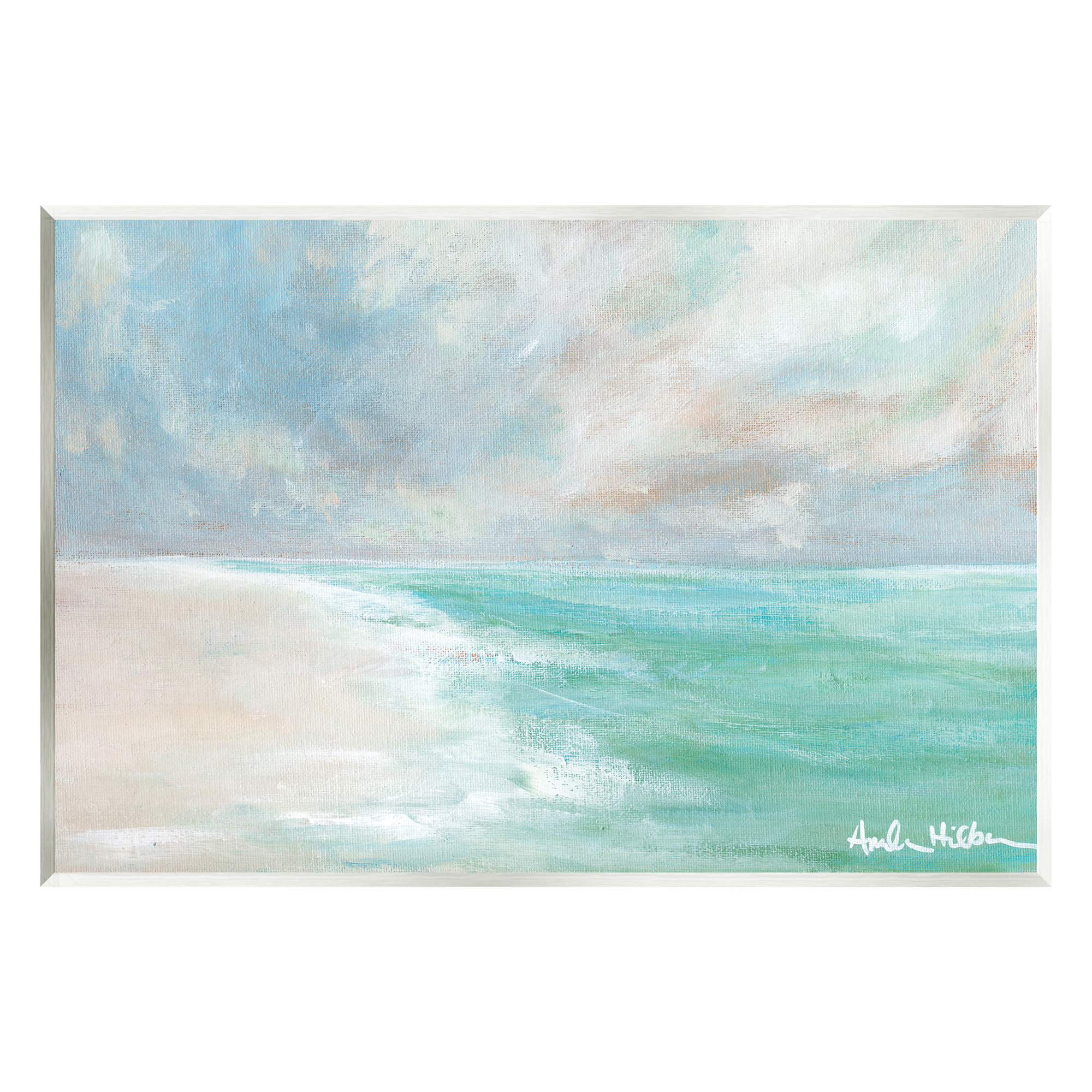 Stupell Industries Peaceful Beach Foam Shore Scenery Floater Canvas ...