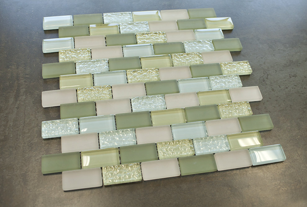 Supreme Tile 1" x 2" Cracked Glass Tile in White | Wayfair