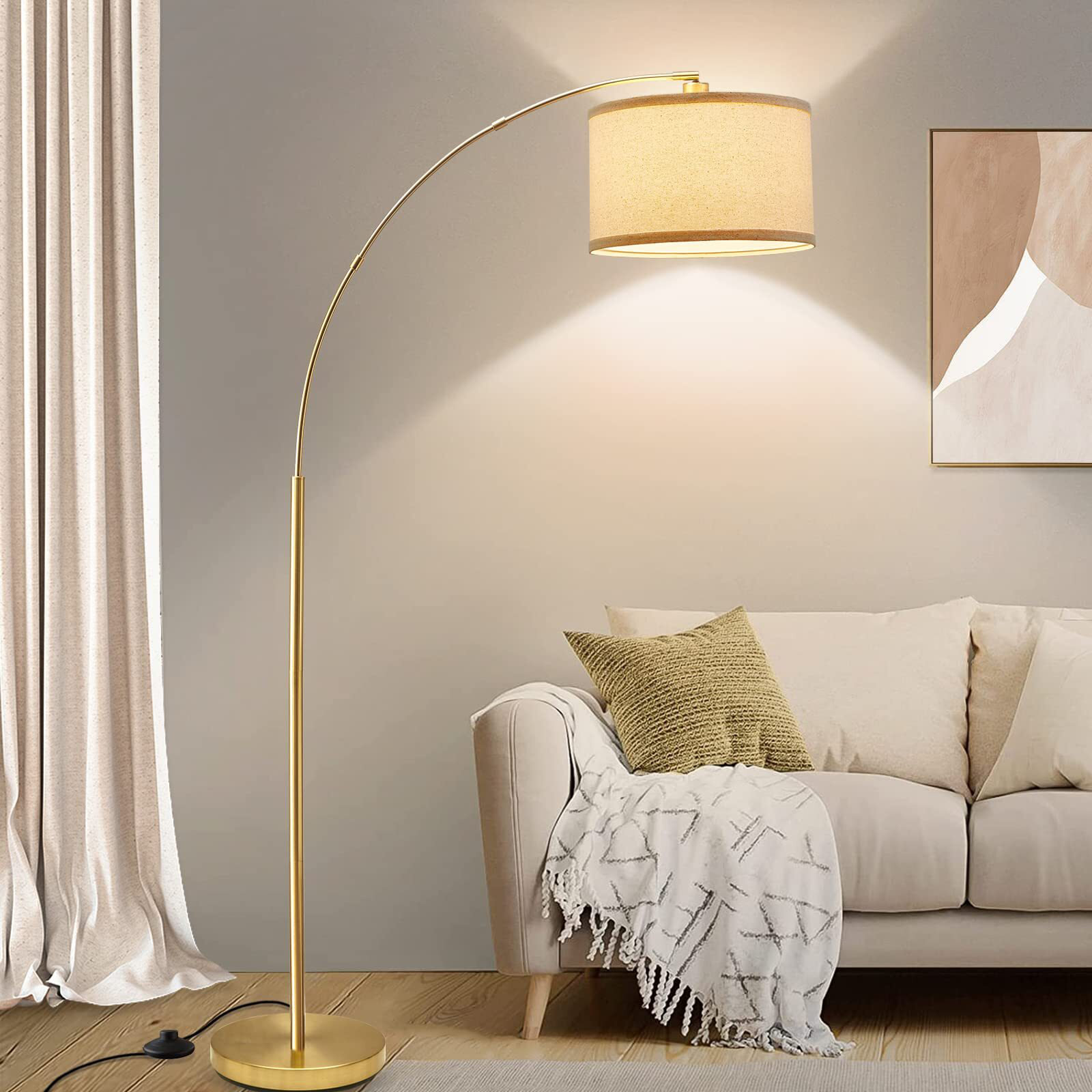 Mercer41 Vondal Arc Floor Lamps for Living Room Lighting, Modern Arched ...