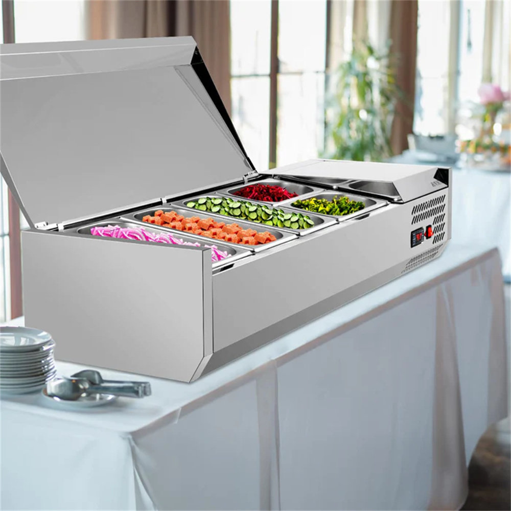 Winado 47 Inch Stainless Steel Countertop Refrigerated Prep Rail ...