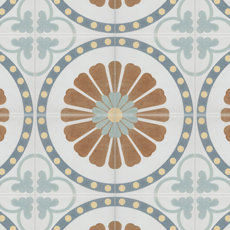 Merola Tile Revival Ring Mini 4" x 4" Ceramic Patterned Wall & Floor ...