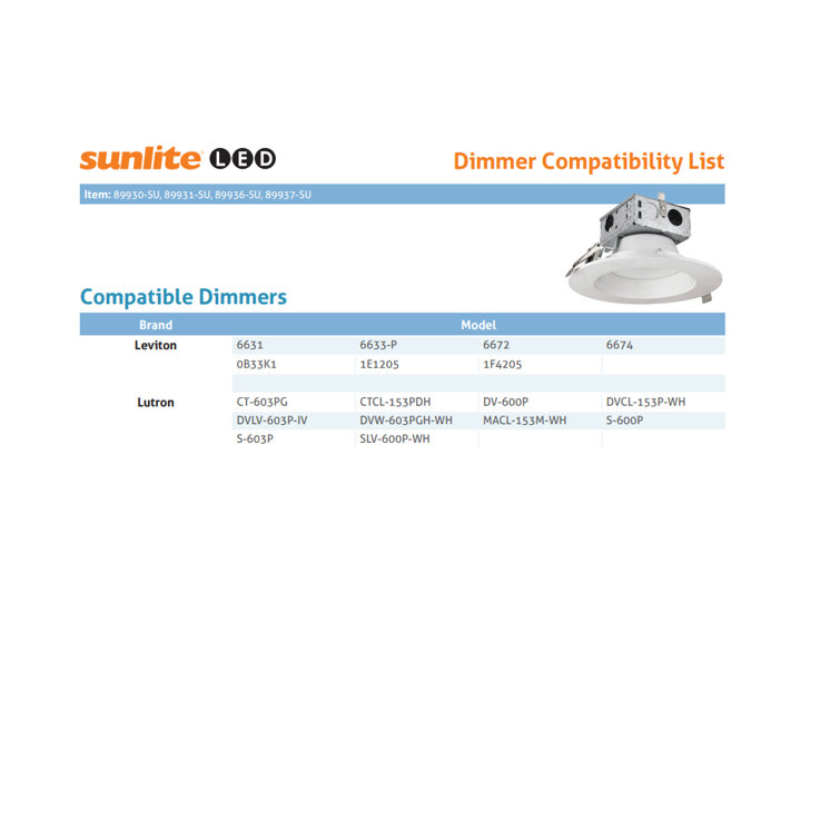 Sunlite 1- Pack, 4- In. Led, Dimmable, Etl Listed, White Finish ...