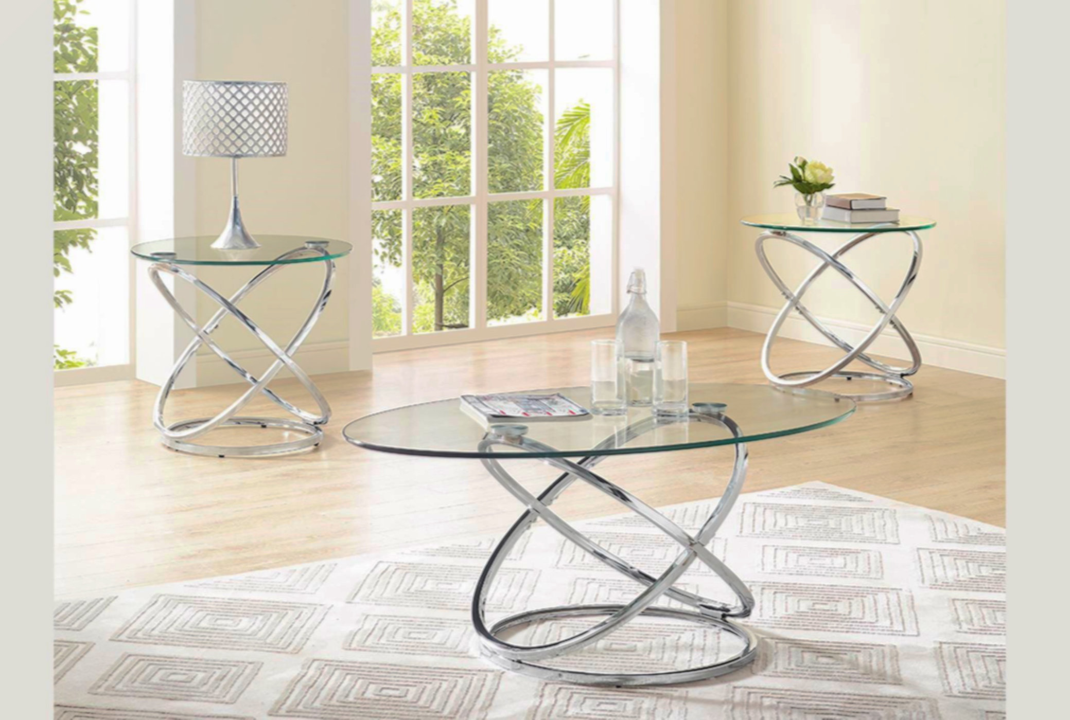 Ivy Bronx Modern Metal Cocktail Table Set Contemporary Cocktail Table ...