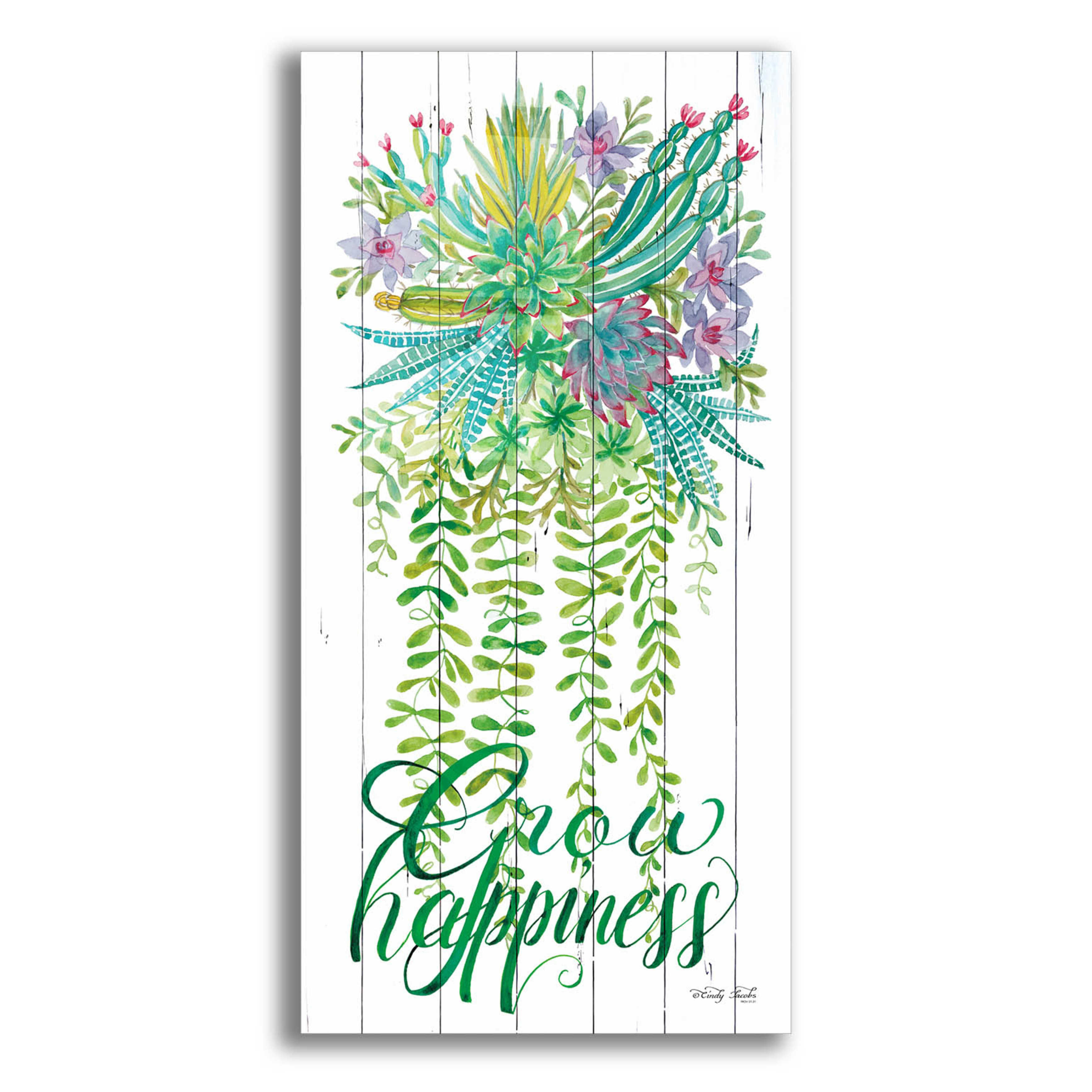 Trinx ''Grow Happiness Hanging Plant'' By Cindy Jacobs, Acrylic Glass ...