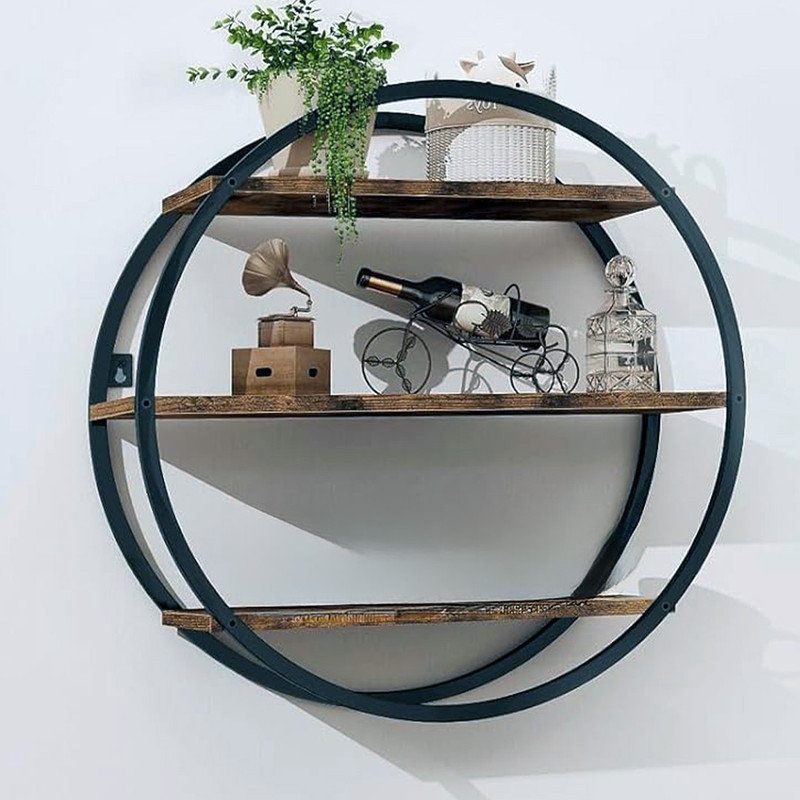 17 Stories Floating Shelves,3 Tier Decorative Geometric Circle Wall ...