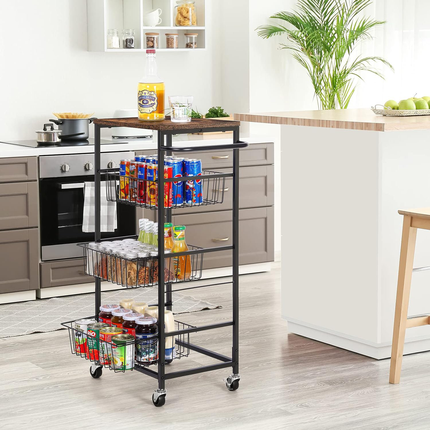 Shimano Kitchen Carts On Wheels, Rolling Storage Carts 4 Tier, Utility ...