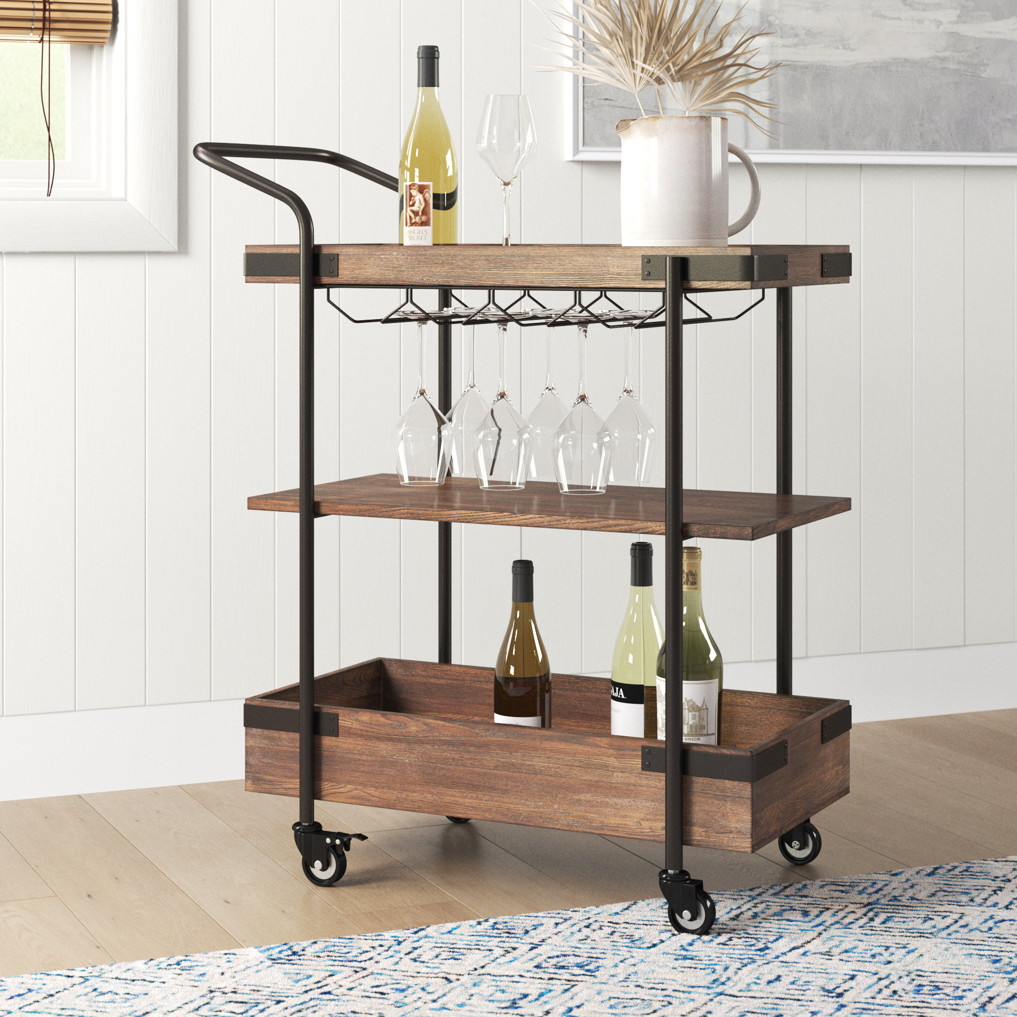 Trent Austin Design Nikole 32" Wide Industrial Rustic Solid Wood Metal ...