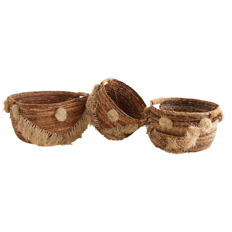 Bay Isle Home Banana Fringe Wiker 3 Piece Basket Set | Wayfair.co.uk