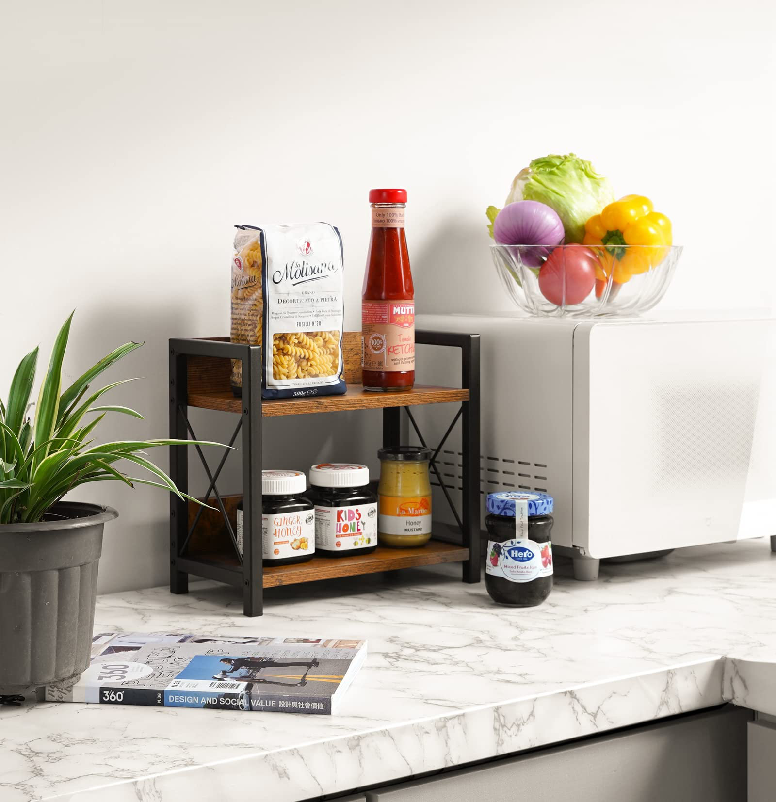 17 Stories Countertop Shelf Organizer, 2 Tier Kitchen Spice Rack ...