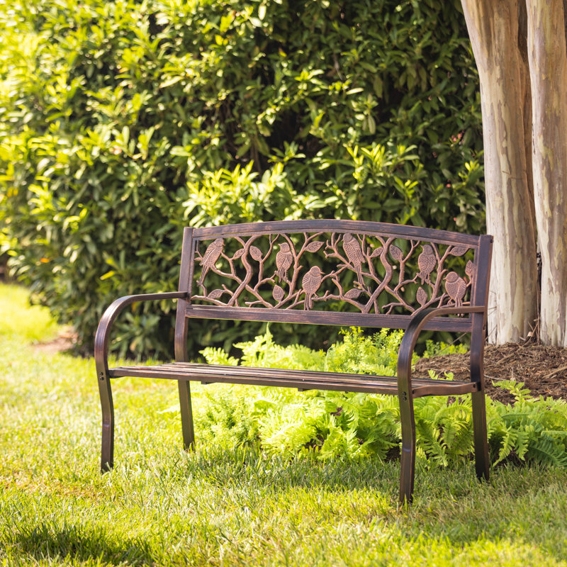 Trinx Ico Bird Friends Garden Metal Bench | Wayfair