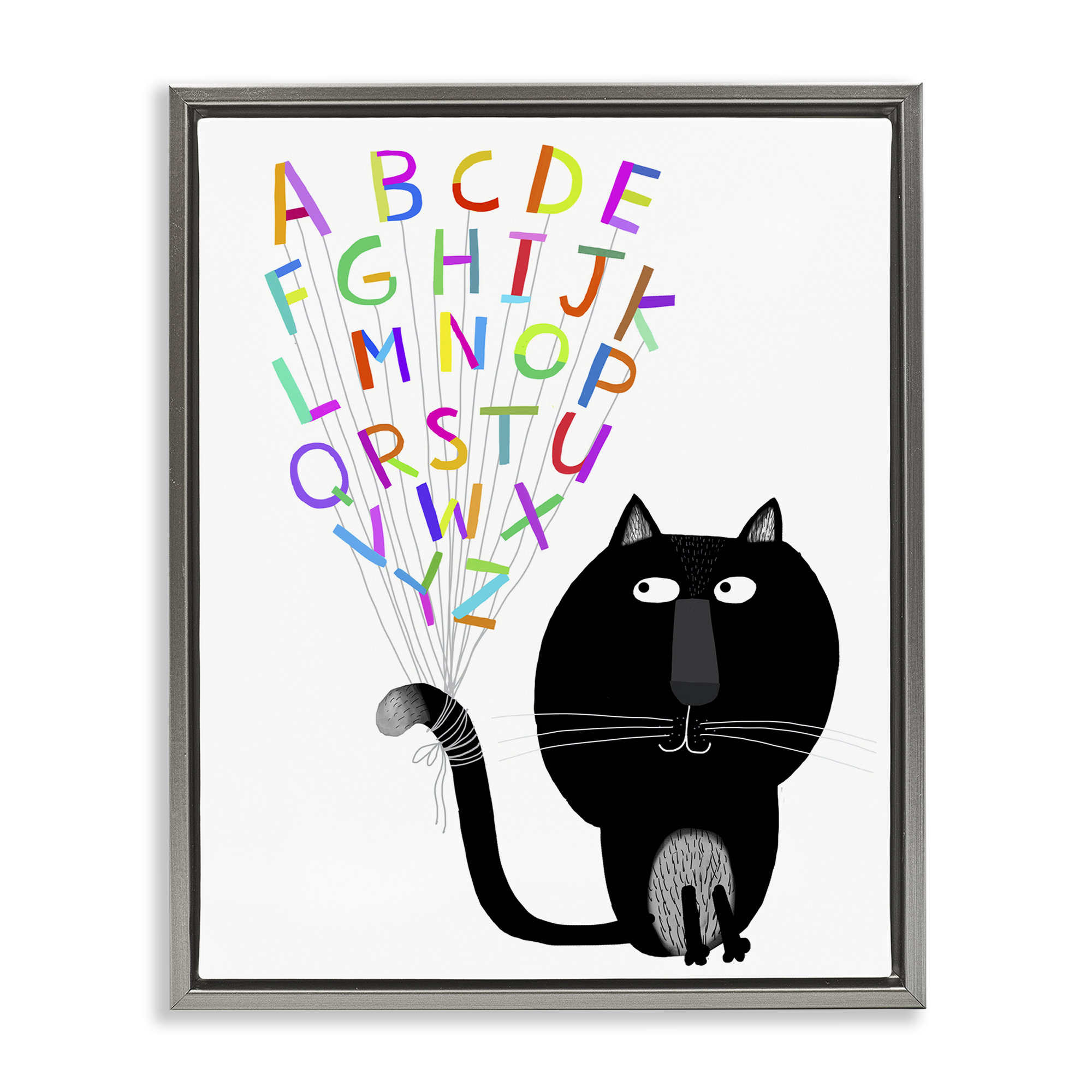 Lark Manor™ Cat with Alphabet Framed Floater Canvas Wall Art by Carla ...