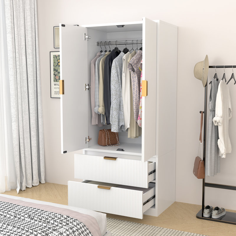 PPorfamilia Wardrobe Closet with 3 Doors and 2Drawers 70"Clothing ...