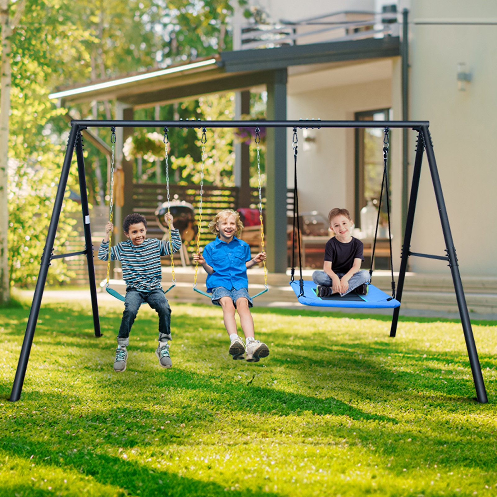 Klo Kick Metal Swing Set with 3 Swings & Reviews - Wayfair Canada
