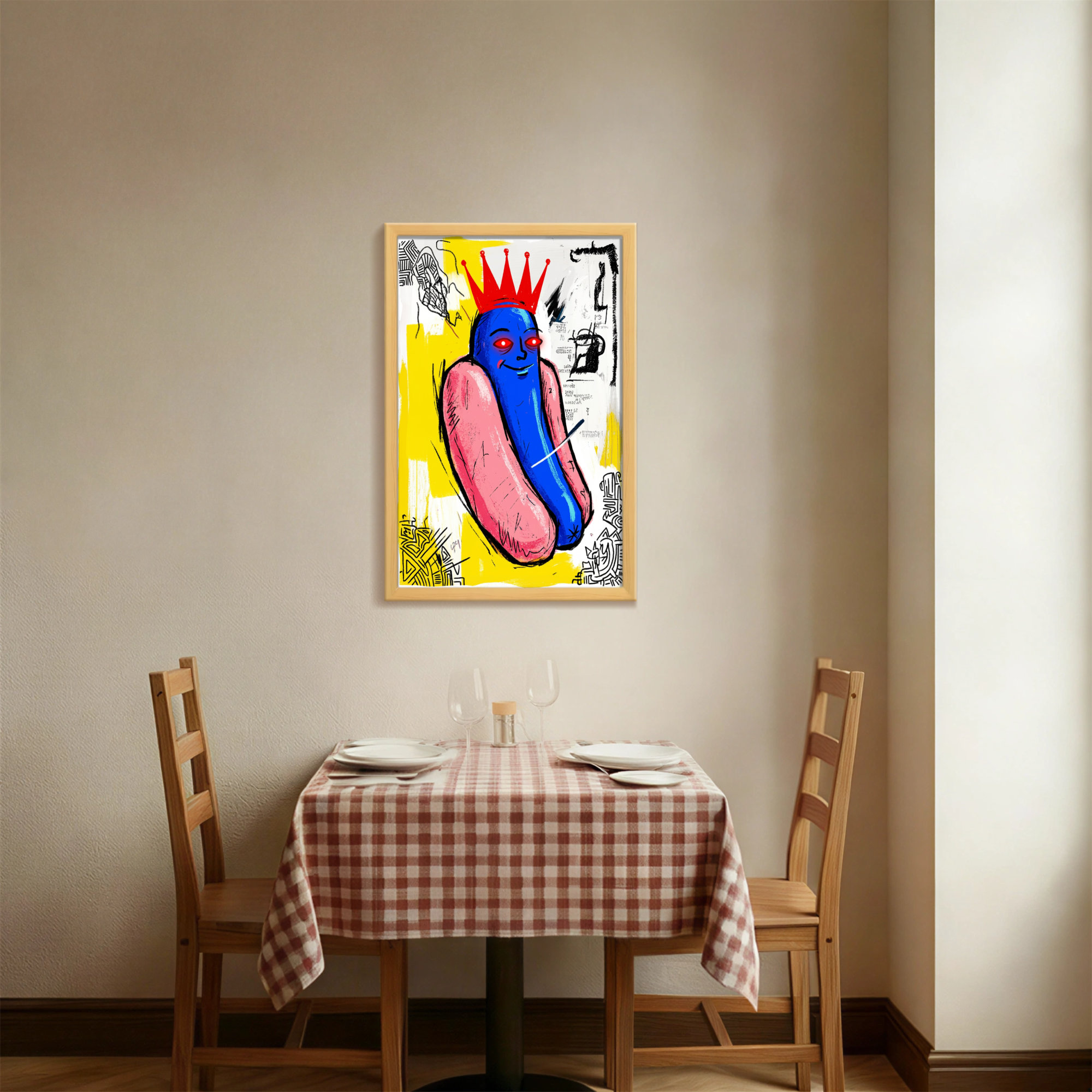 East Urban Home Animals Blue Sausage King With Red Crown And Eyes | Wayfair