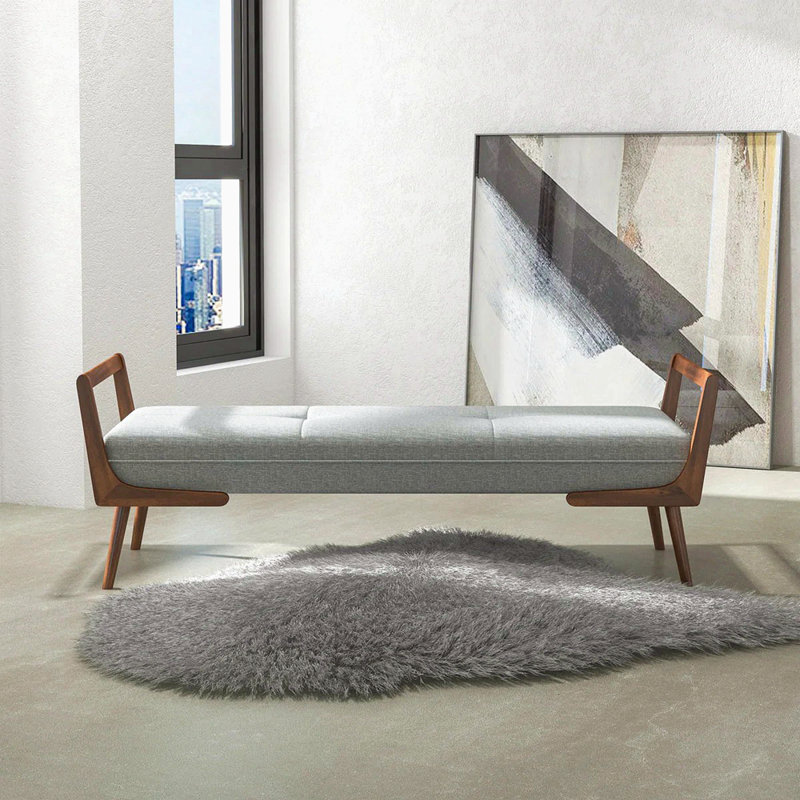 George Oliver Mid Century Modern Gray Bench | Wayfair