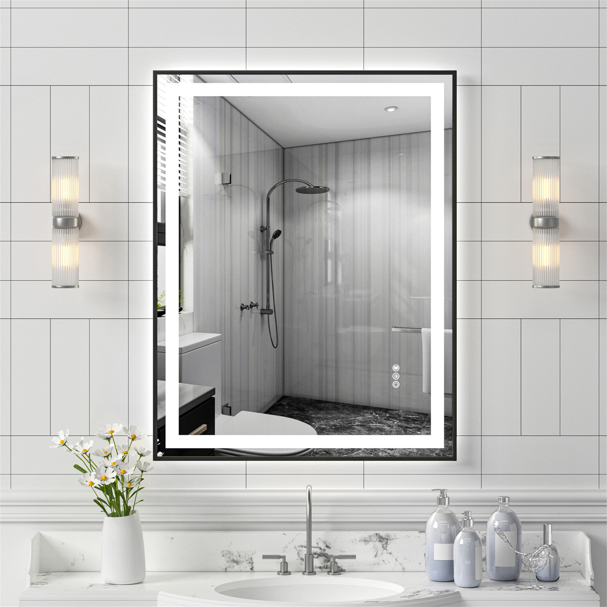 Ivy Bronx 28X36" Gold Tempered Mirrordual LED Light Stripsfront And ...