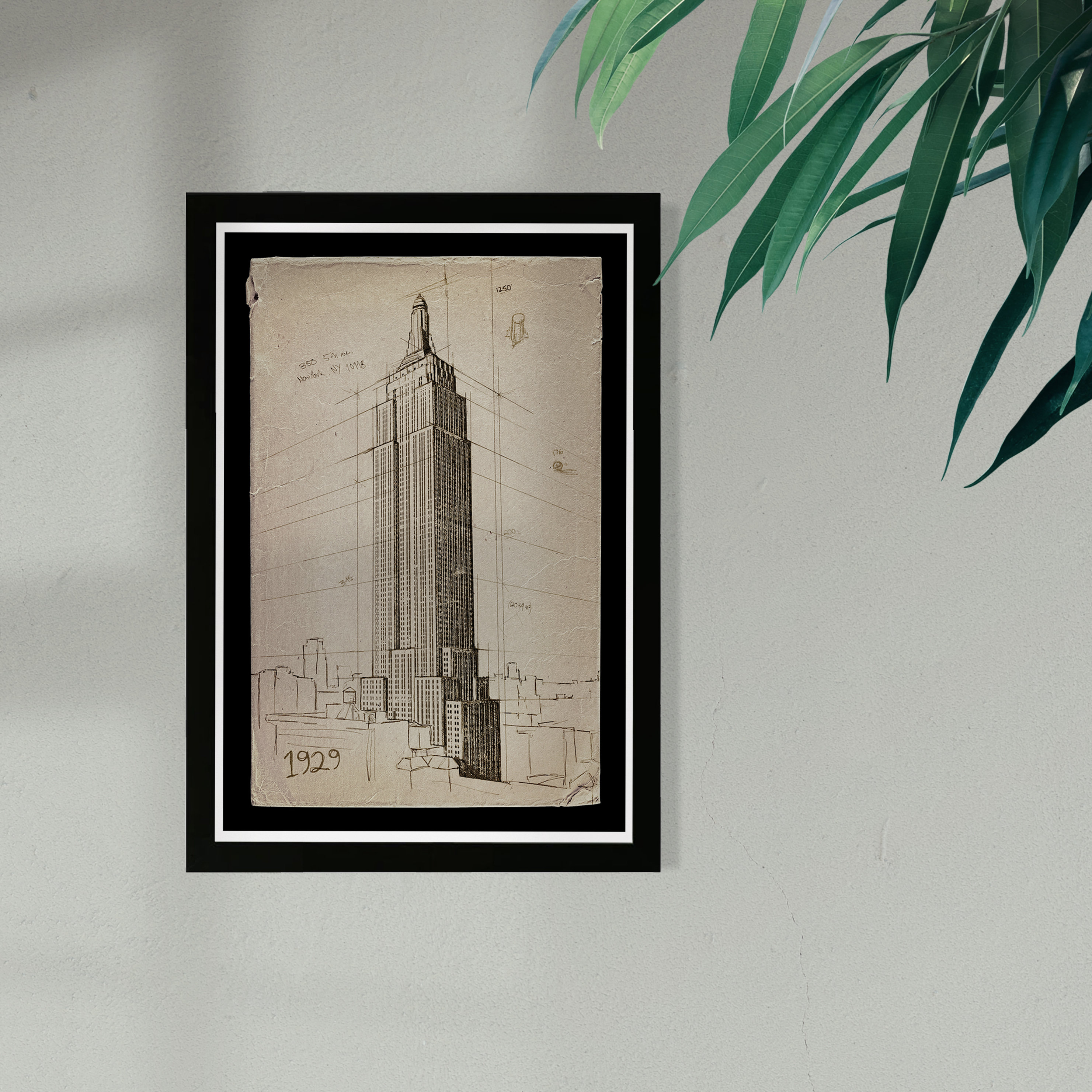 Williston Forge 'Empire State Building 1929' Framed Drawing Print | Wayfair
