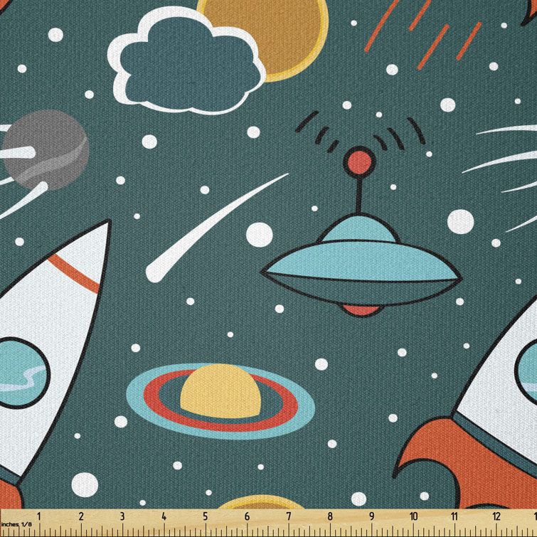 East Urban Home Dequez Dotted Backdrop Futuristic Saturn Sun and Nebula ...