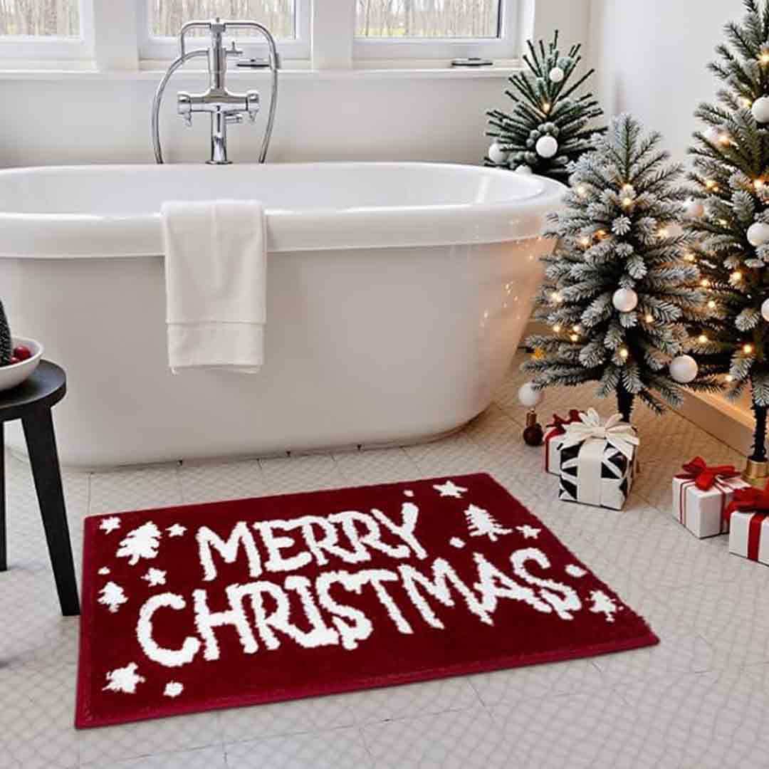 The Holiday Aisle® Christmas Tree Bath Mat, Christmas Bathroom Decor ...