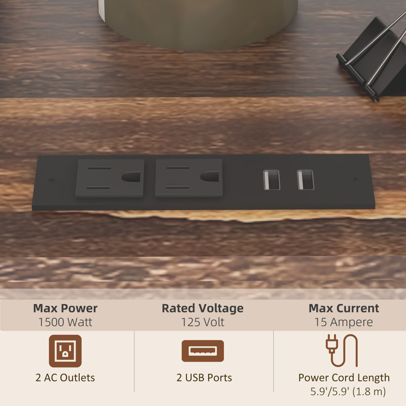 17 Stories Braywood Mobile Printer Stand with Socket USB Charging Ports ...