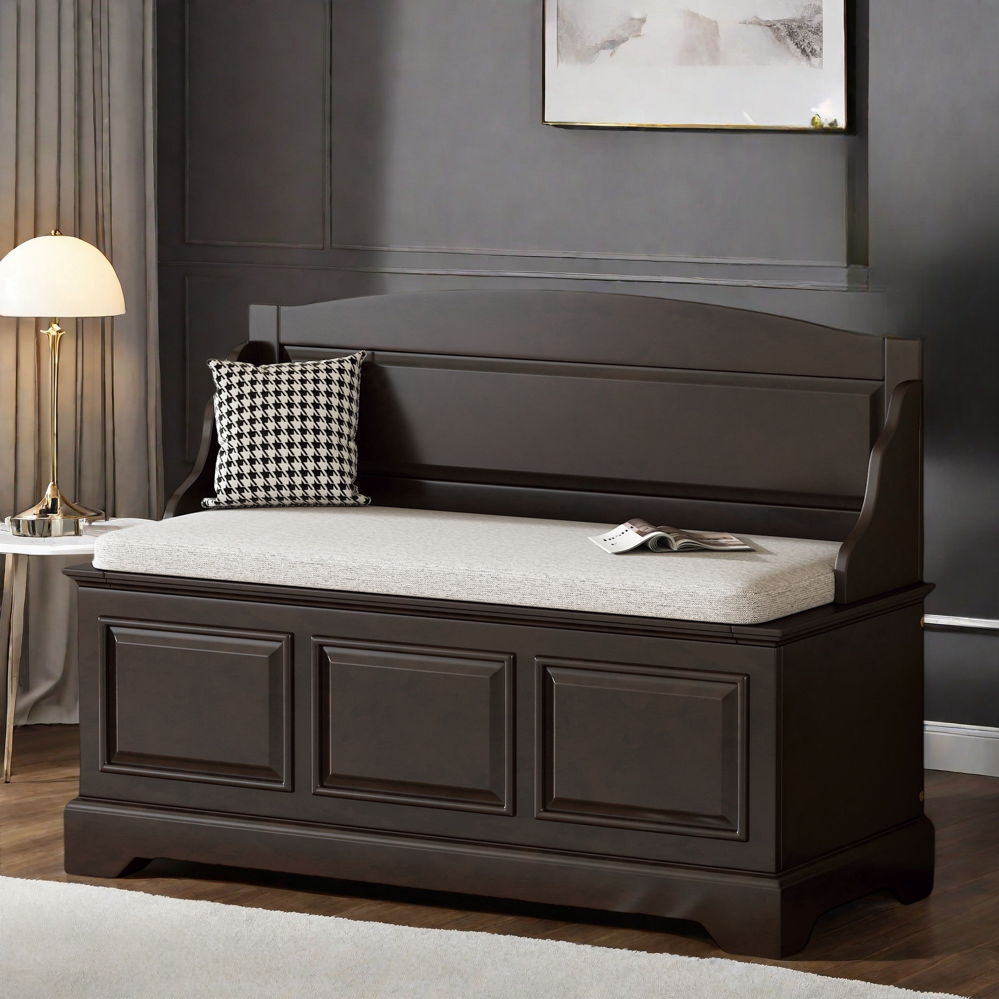 Red Barrel Studio® Retro Bench With Soft-close Devices, Hidden Storage ...