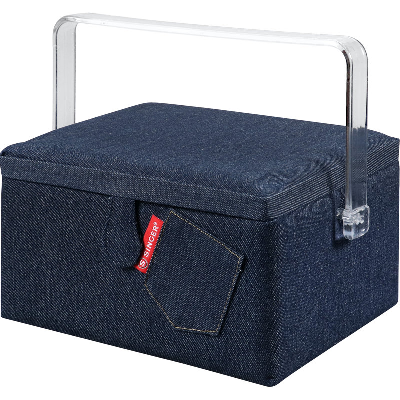 Singer Large Sewing Basket in Denim with Storage Pouch | Wayfair