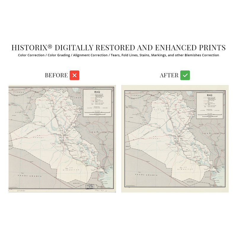 HISTORIC PRINTS 1967 Iraq Map Poster | Wayfair