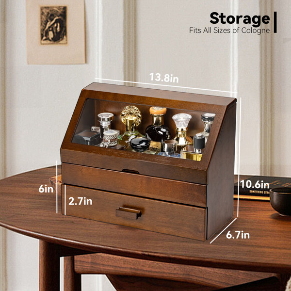 Emfogo Cologne Organizer. Wood Perfume Organizer Storage With Drawer ...