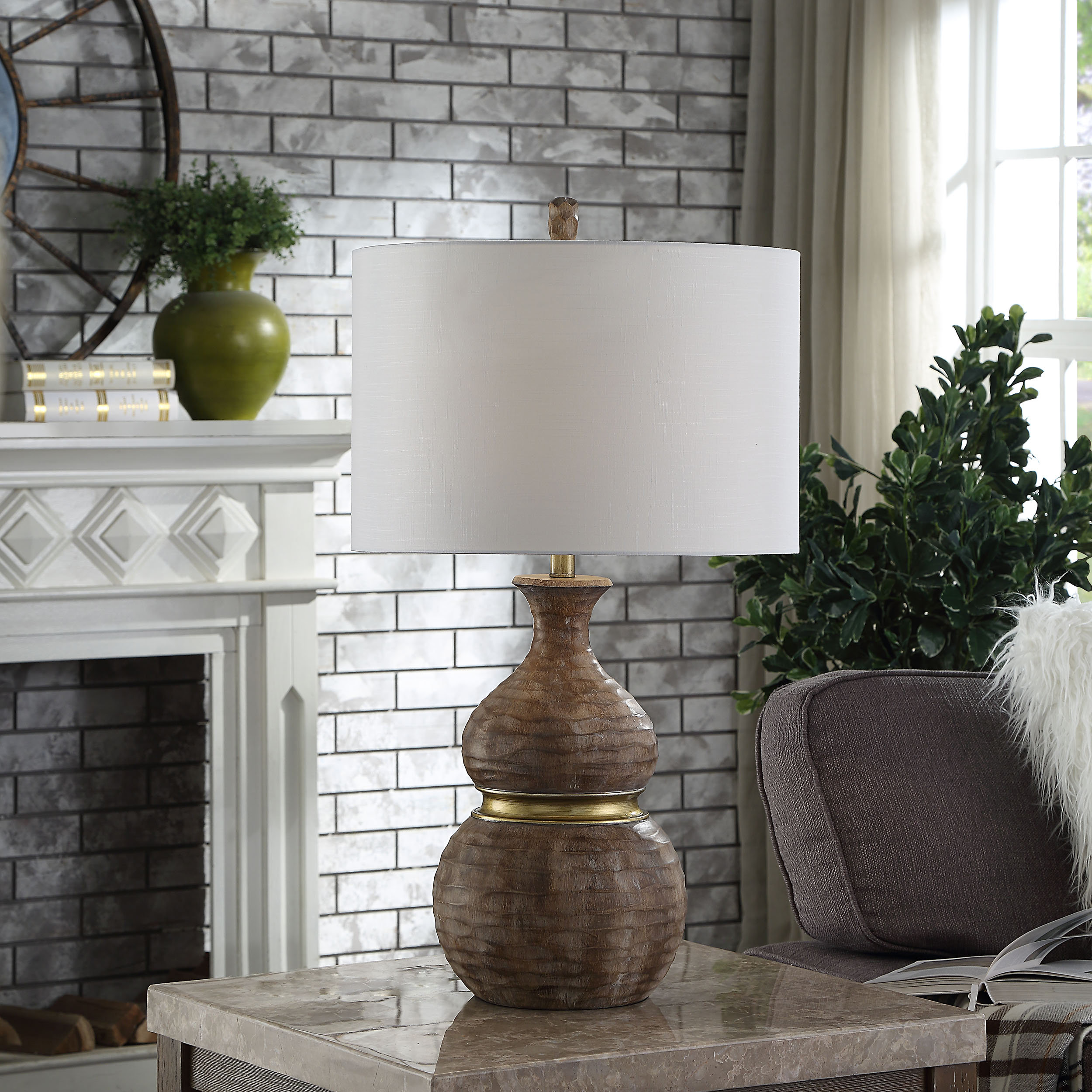 Loon Peak® Anduela 33" Brown/Gold Table Lamp | Wayfair