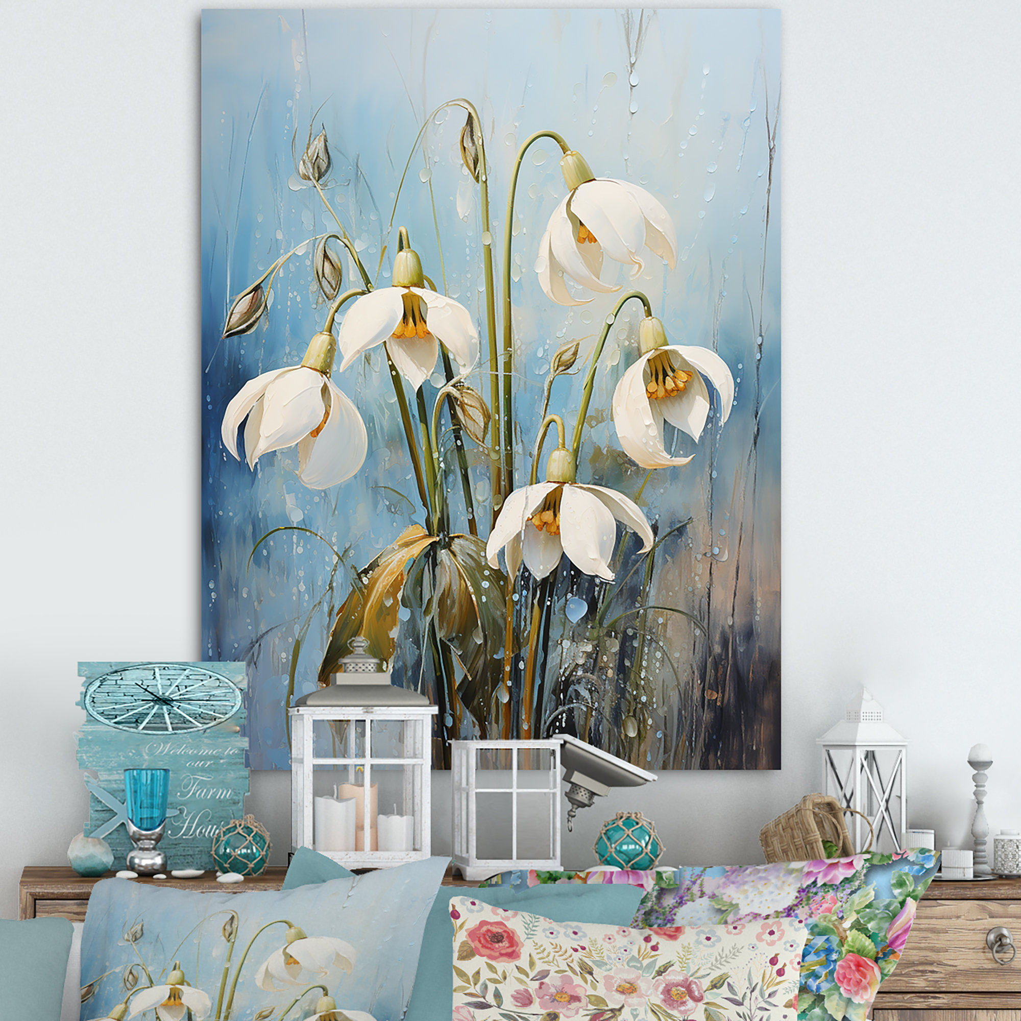 Winston Porter Minimalism Snowdrop Flowers Harmony On Canvas Print ...