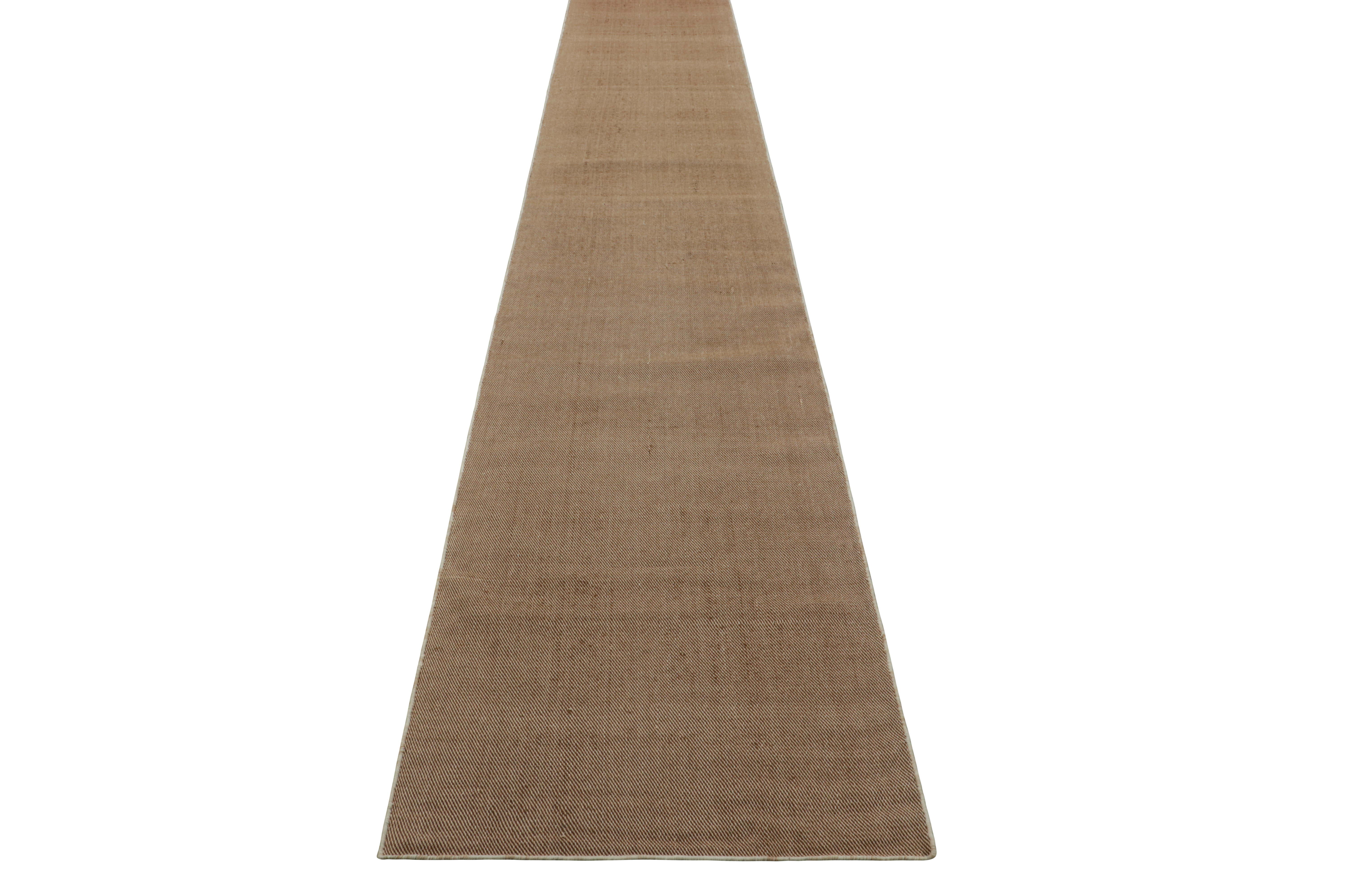 Rug & Kilim’S Modern Textural Extra-Long Runner Rug In Beige-Brown ...