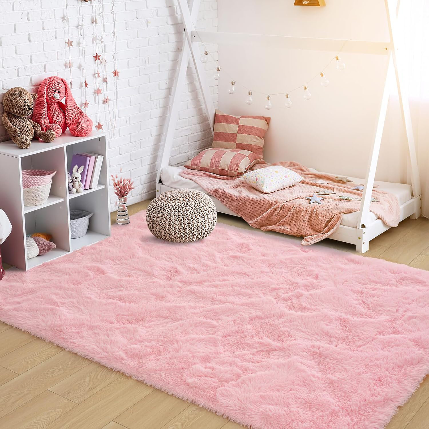 Mercer41 Soft Pink Rugs for Bedroom 4x6 Feet, Fluffy Shag Area Rugs for ...