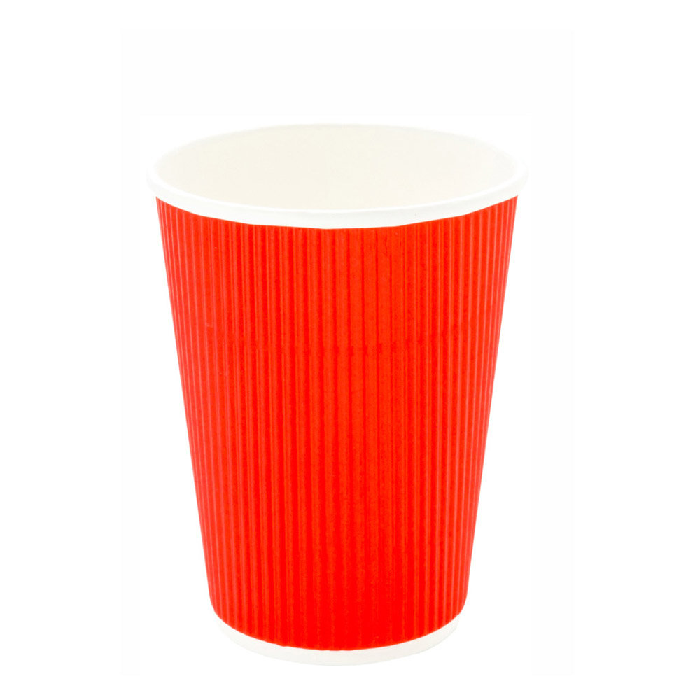 Restaurantware 12 Oz Red Paper Coffee Cup - Ripple Wall - 3 1/2" X 3 1/ ...