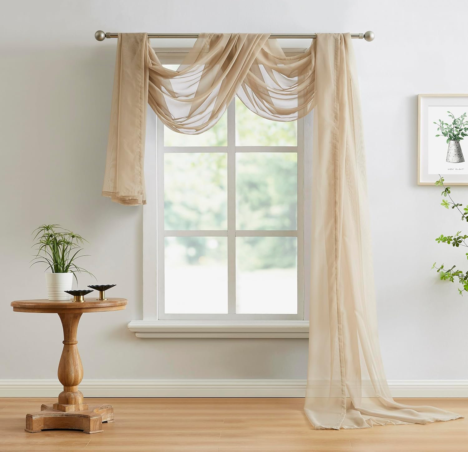 Ebern Designs Cricklade Sheer Window Scarf Valance in Colors and 4 ...