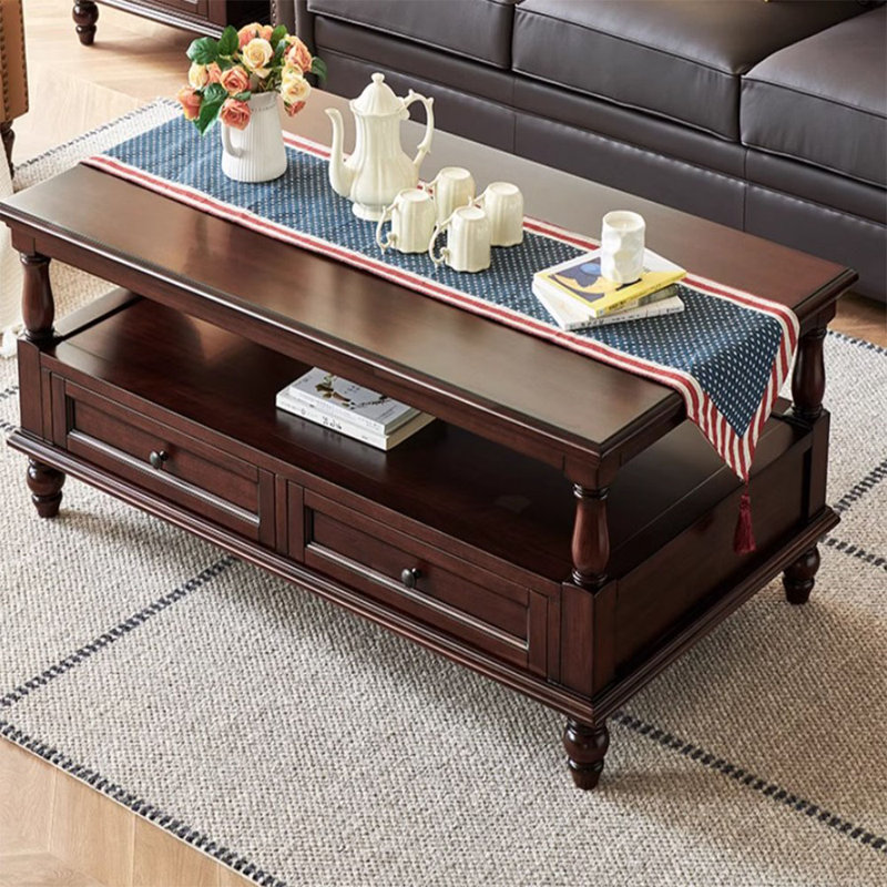 jessica Cherry Wood Vintage Rectangular End Table Solid Wood Coffee ...