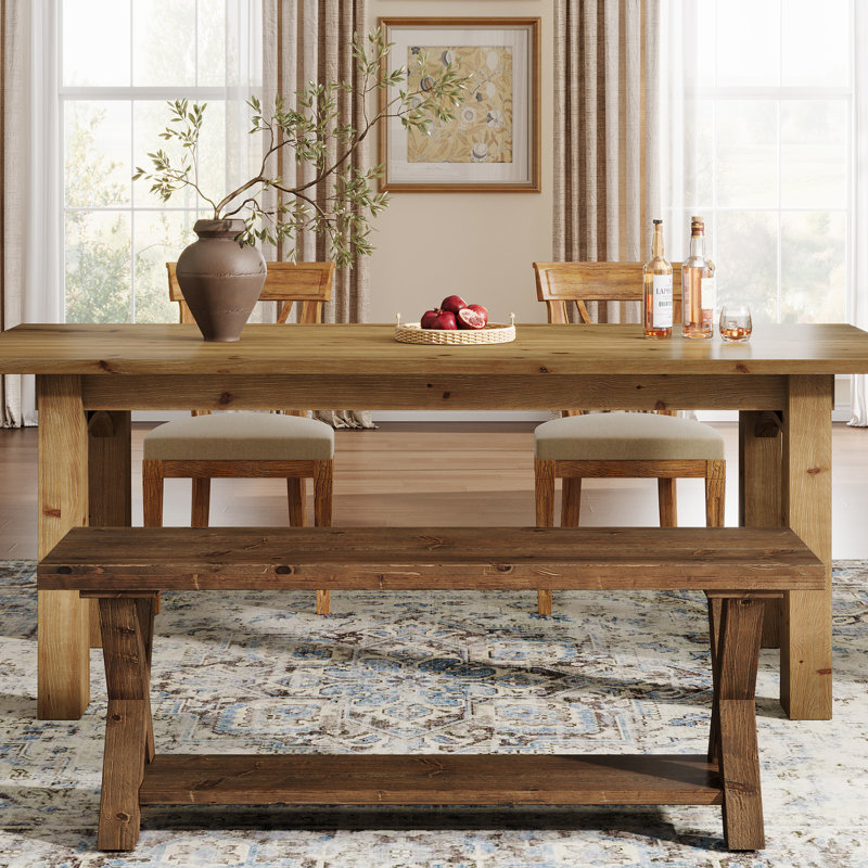 Millwood Pines Solid Wood Dining Bench | Wayfair
