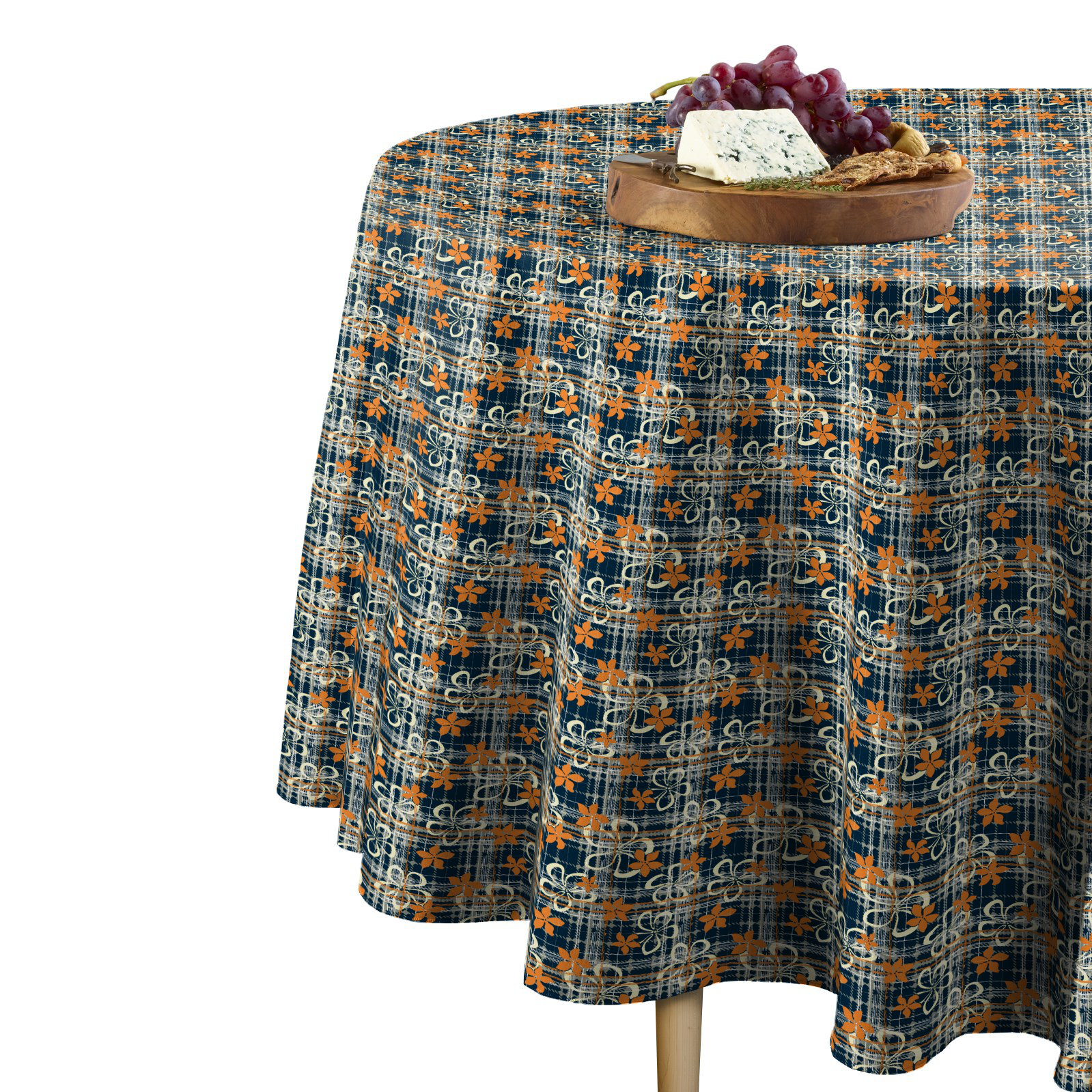 East Urban Home Coreyana Floral Plaid Round Tablecloth | Wayfair