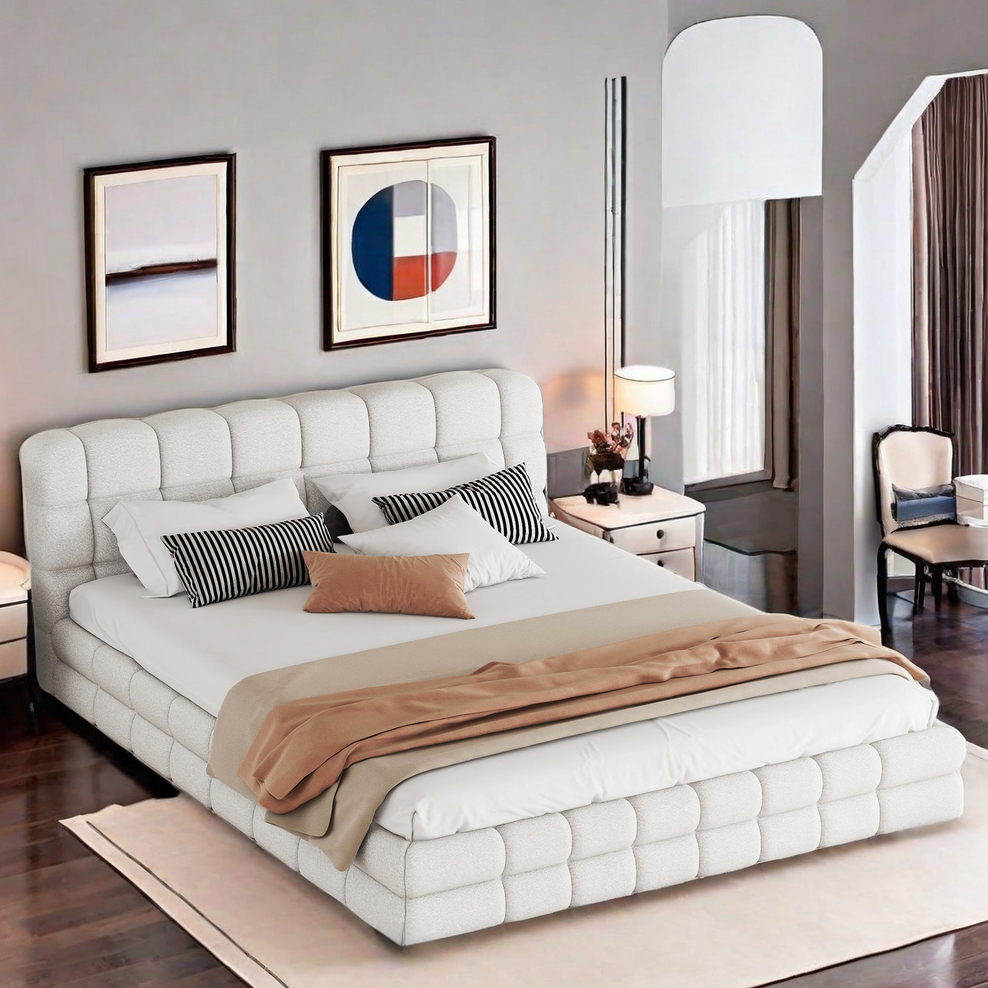 Latitude Run® Azilyn Upholstered Platform Bed with Stitching Details ...